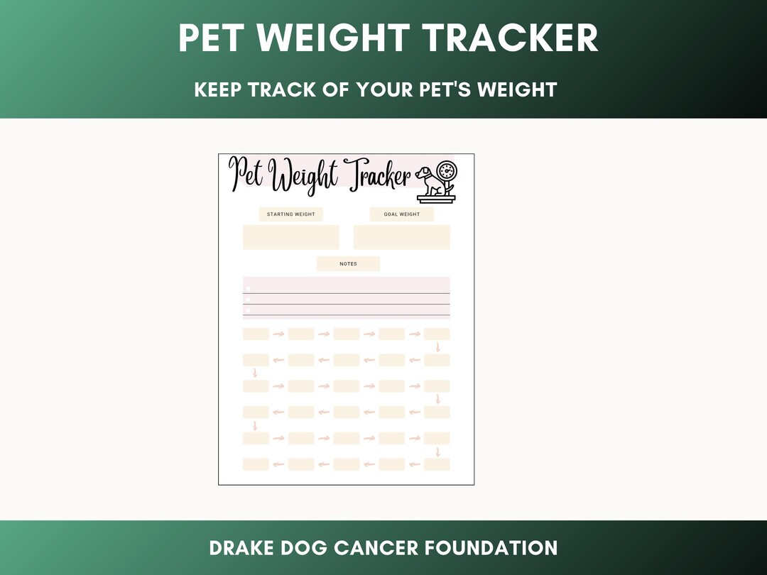 Pet Health Monitoring Sheet: Weight Tracker for Senior, Chronically Ill ...