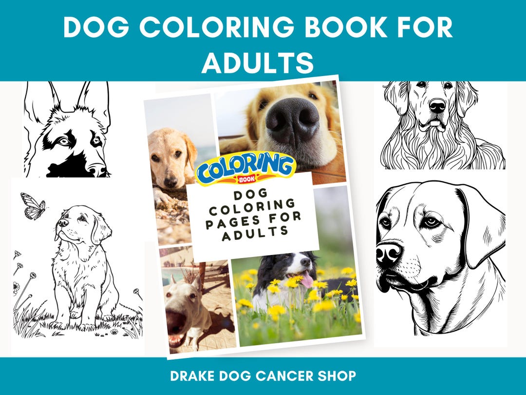 Printable Dog Coloring Book for Adults & Teens: Stress Relief With ...