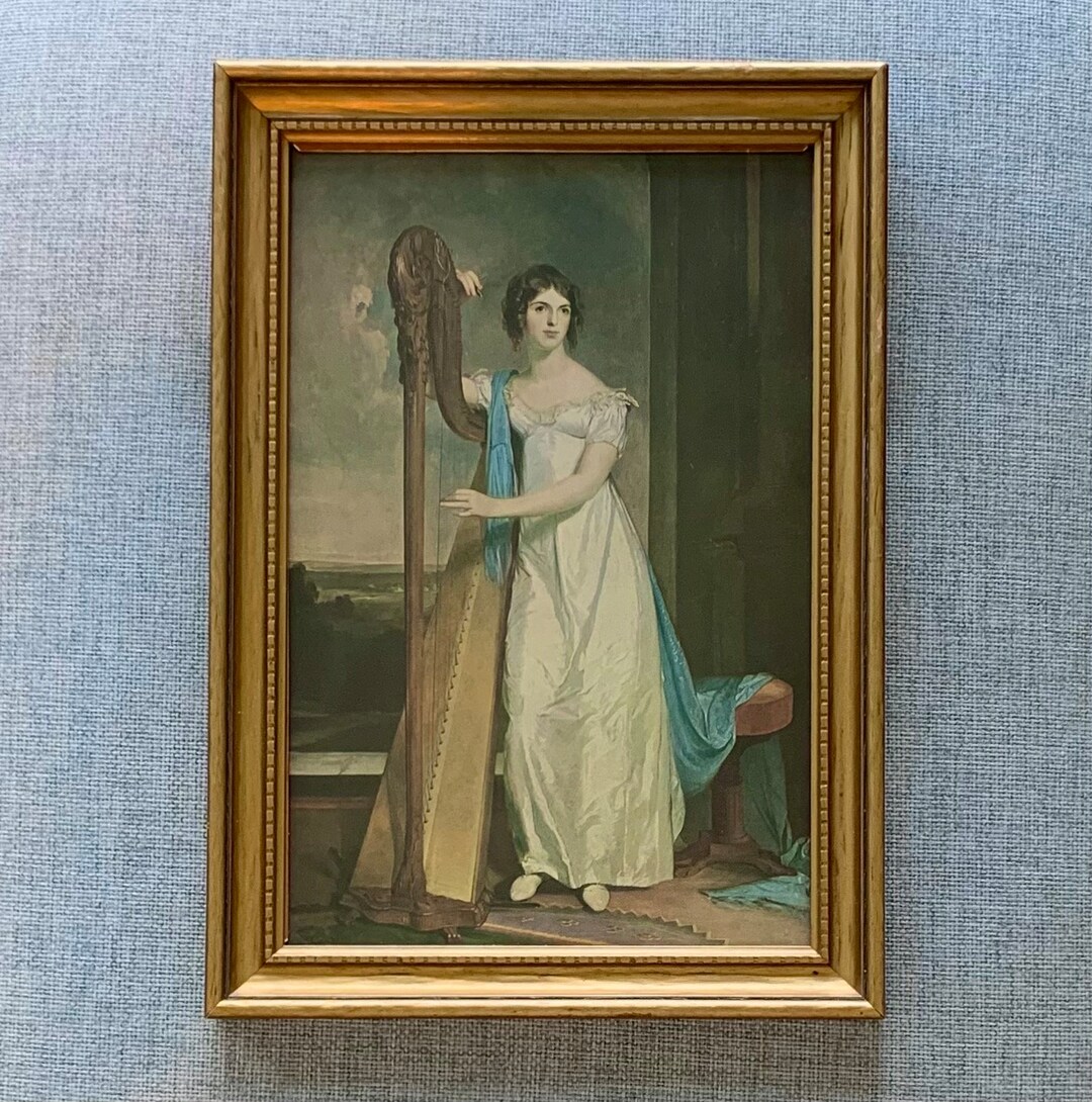 Vintage Framed Print Lady With Harp Thomas Sully - Etsy