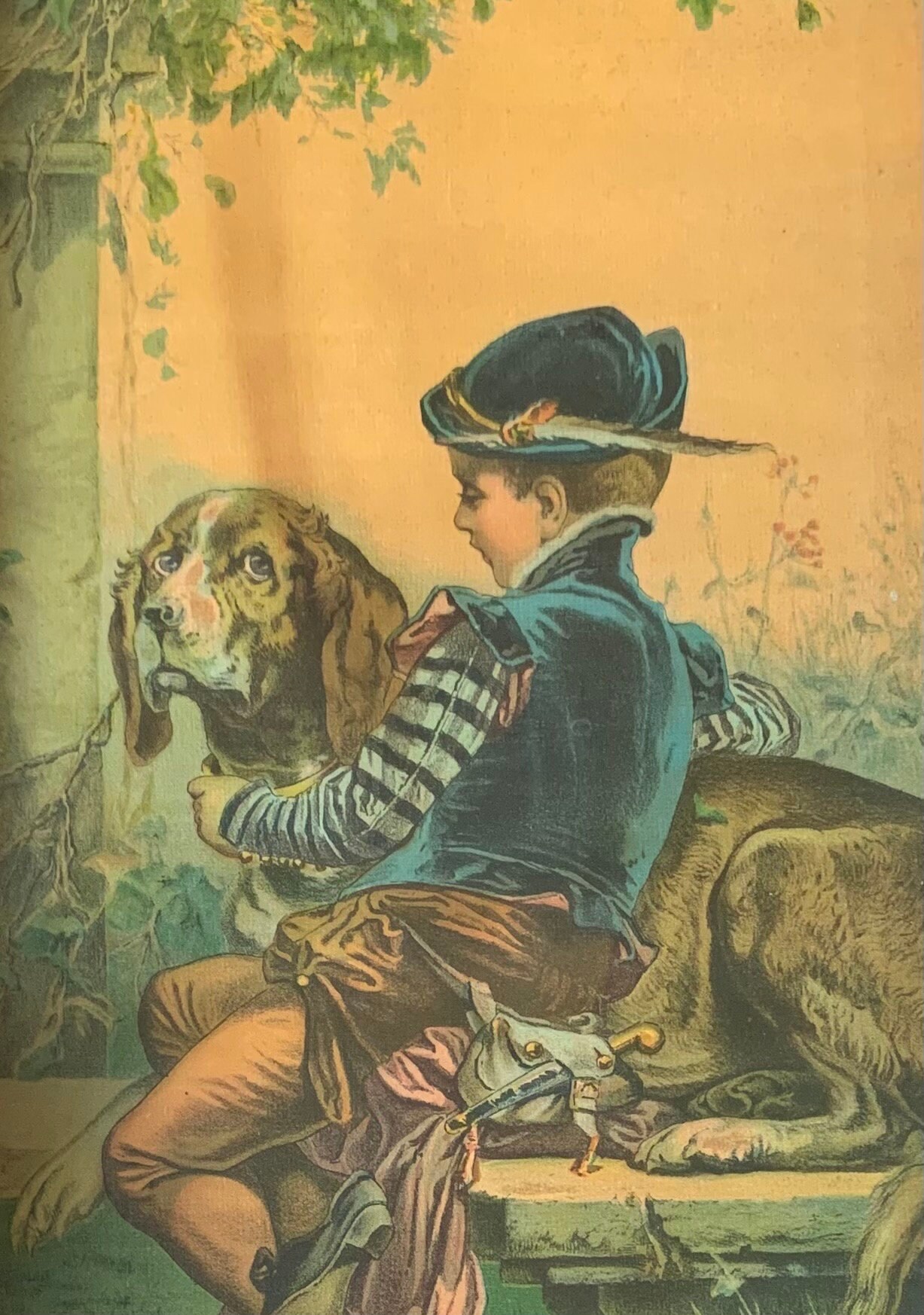 Antique Framed Print Boy With Dog - Etsy