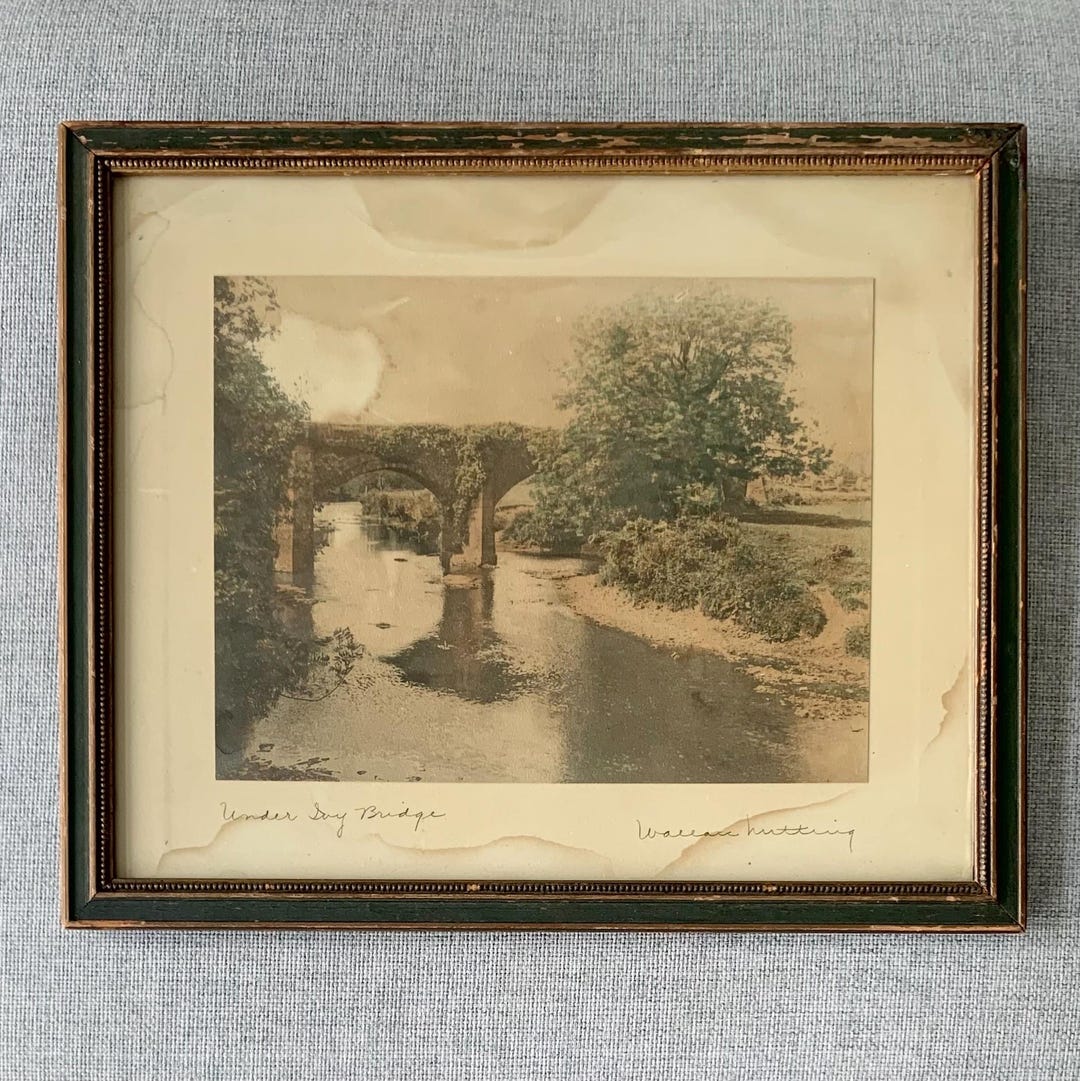Vintage Framed Wallace Nutting Colored Photograph Under Ivy Bridge - Etsy