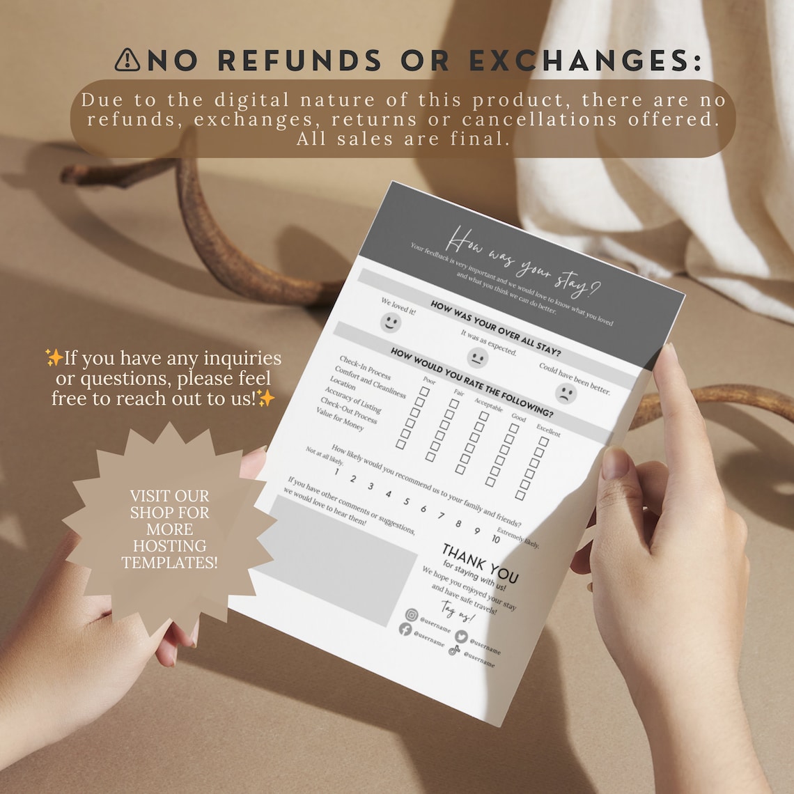 Airbnb Guest Feedback Form Editable Canva Template Airbnb Feedback ...