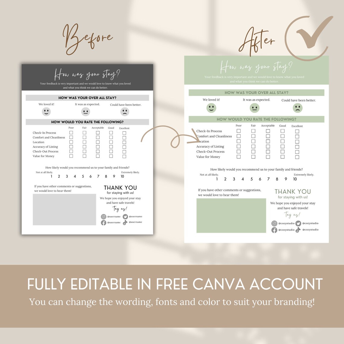 Airbnb Guest Feedback Form Editable Canva Template Airbnb Feedback ...