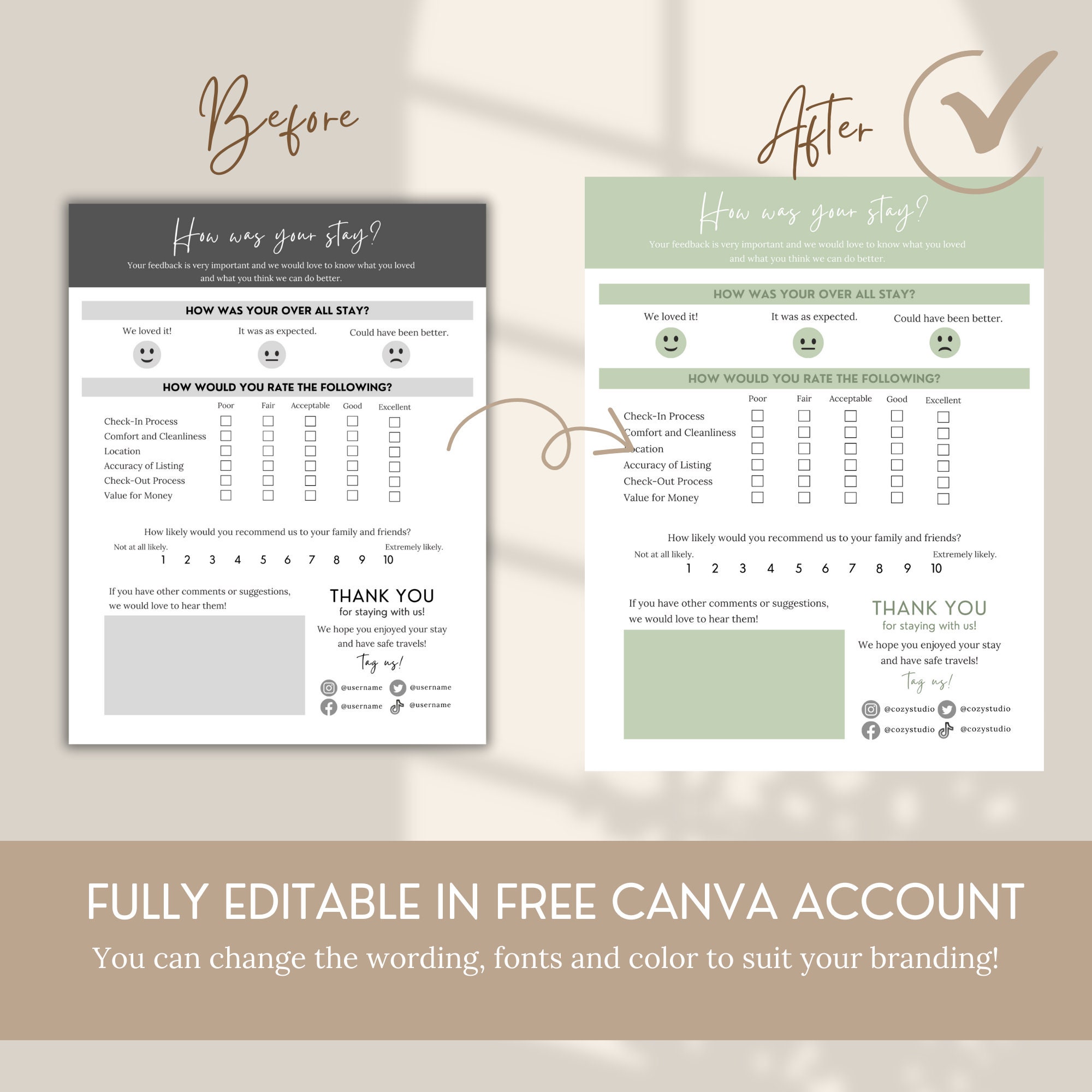 Airbnb Guest Feedback Form Editable Canva Template Airbnb Feedback ...
