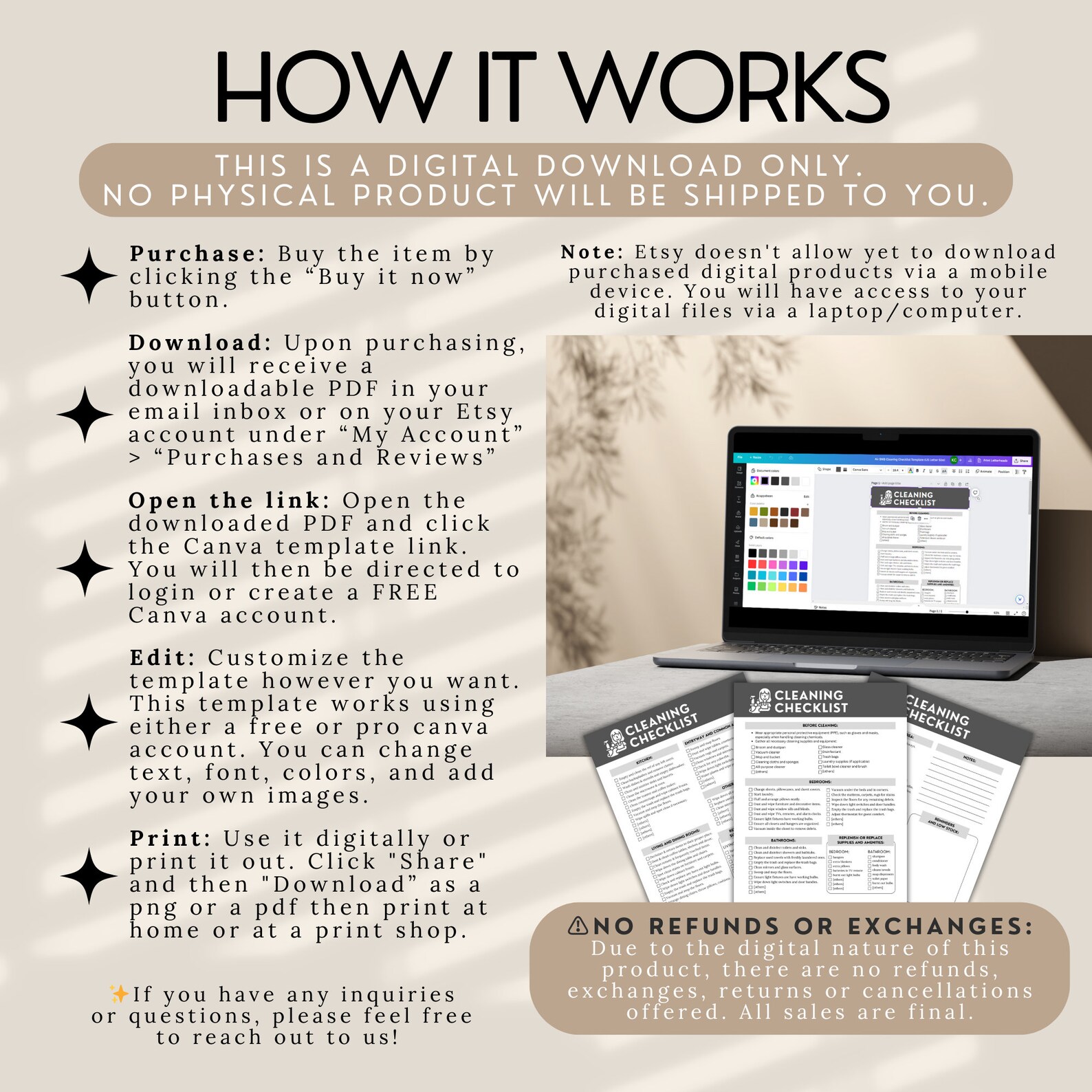 Airbnb Cleaning Checklist Template Editable Canva Template - Etsy