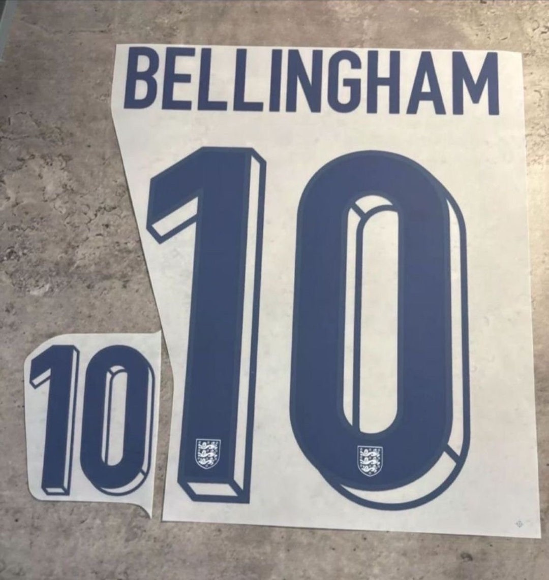 Bellingham 10 England Euro 2024 Adult Home Football Shirt Print Nameset ...