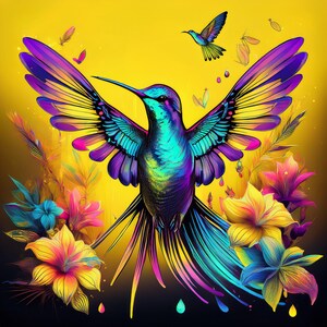 Neon Iridescent Hummingbirds 50 JPG Clipart Digital Download for ...
