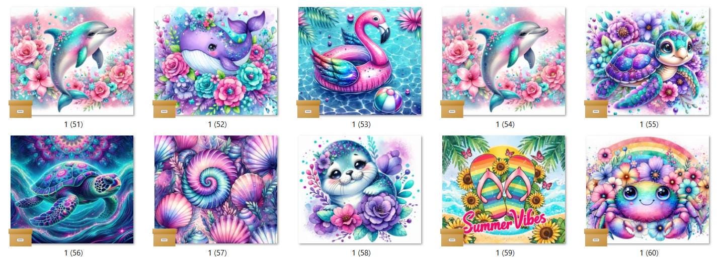 Sea Life Sublimation Transfer Prints: Beach & Summer Designs (bundle of ...