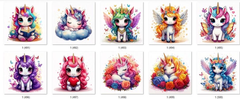 CHIBI UNICORNS 50 JPG Clipart Digital Download Bundle ...