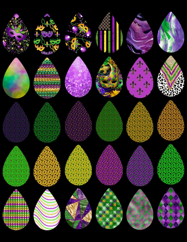 Teardrop Earring Ready to Press Sublimation Heat Transfers Bundles ...