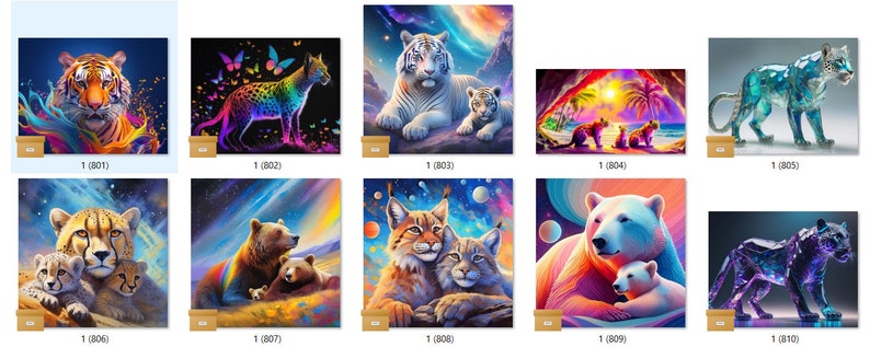 Big Cats Clipart Bundle: Lions, Tigers, Bears, Leopards (50 JPG Digital ...