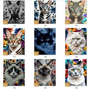 Floral Cat 2 100 PNG Clipart Digital Download Bundle (FLORALCATS101-200 ...