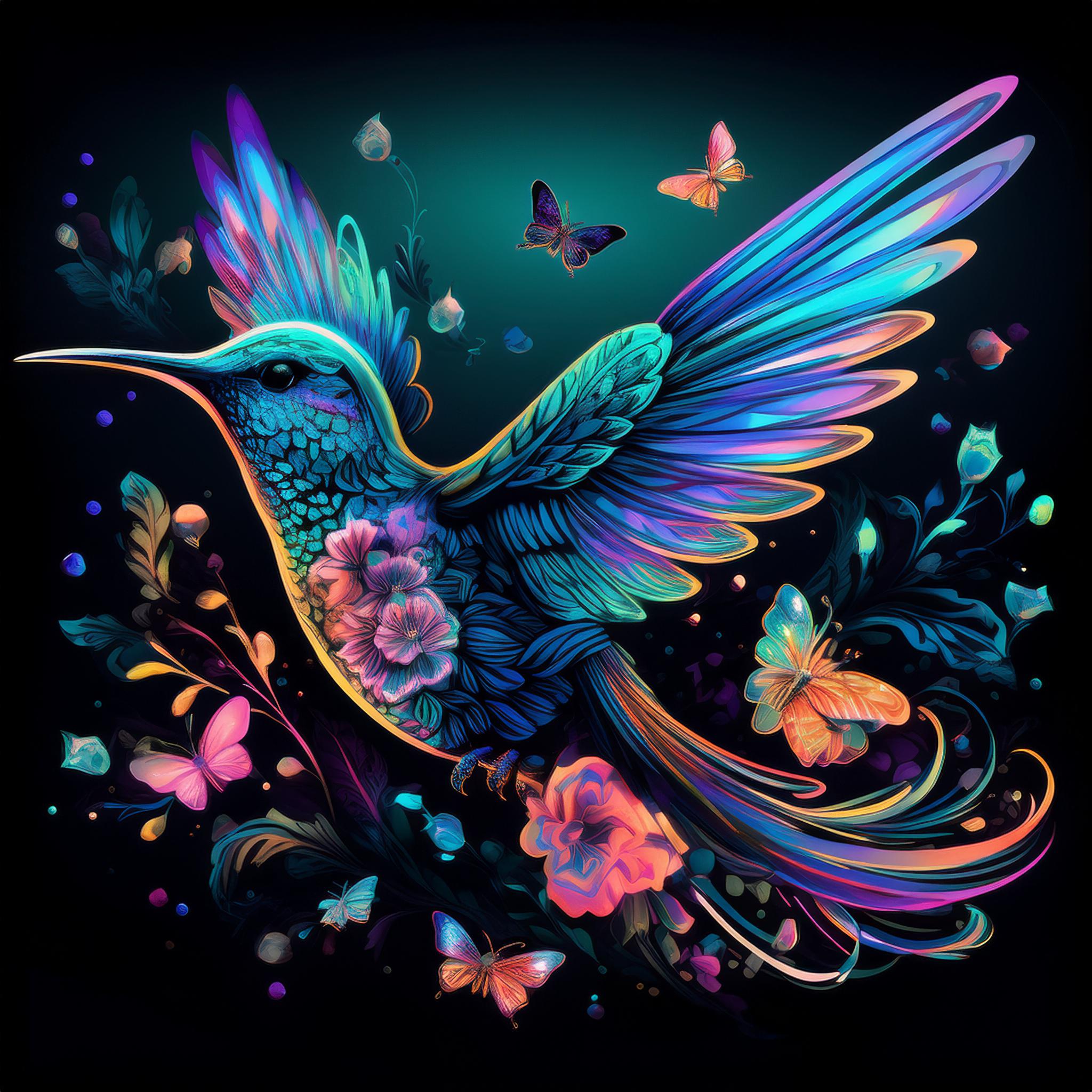 Neon Iridescent Hummingbirds 50 JPG Clipart Digital Download for ...