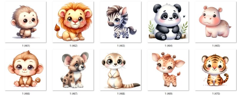 Cute Animal Ready to Press Sublimation Heat Transfer Print Bundles of ...