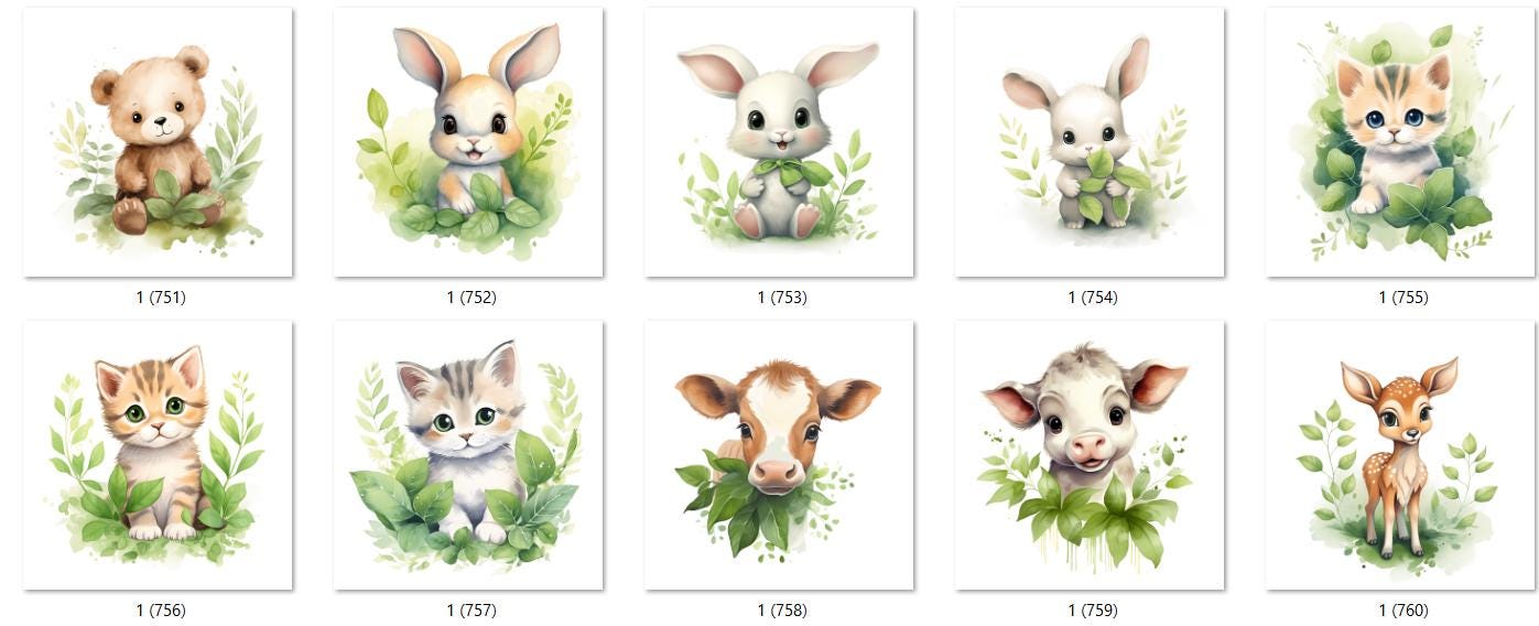 Cute Animal Ready to Press Sublimation Heat Transfer Print Bundles of ...