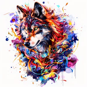 Cosmic Wolves 100 PNG Digital Clipart Bundle Download (LMHCOSMIC ...