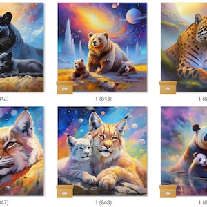 Big Cats Clipart Bundle: Lions, Tigers, Bears, Leopards (50 JPG Digital ...