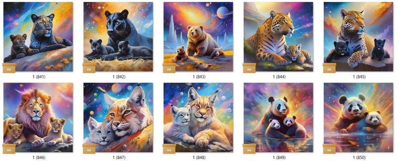 Big Cats Clipart Bundle: Lions, Tigers, Bears, Leopards (50 JPG Digital ...