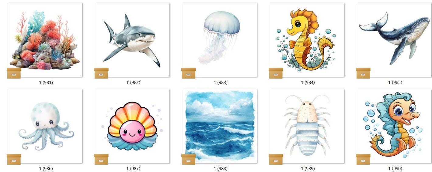 Sea Life Sublimation Heat Transfer Prints: 10-print Bundle - Etsy
