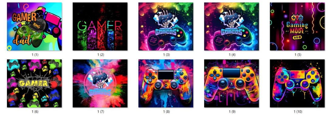 Gamer Sublimation Heat Transfer Prints: Colorful Designs, Set of 10 - Etsy