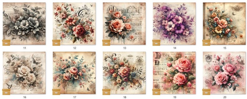 Floral Ready to Press Sublimation Heat Transfer Print Bundles of 10 ...