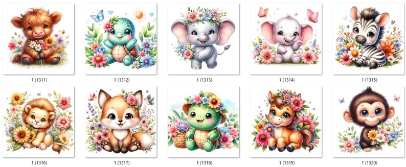 Cute Animal Ready to Press Sublimation Heat Transfer Print Bundles of ...