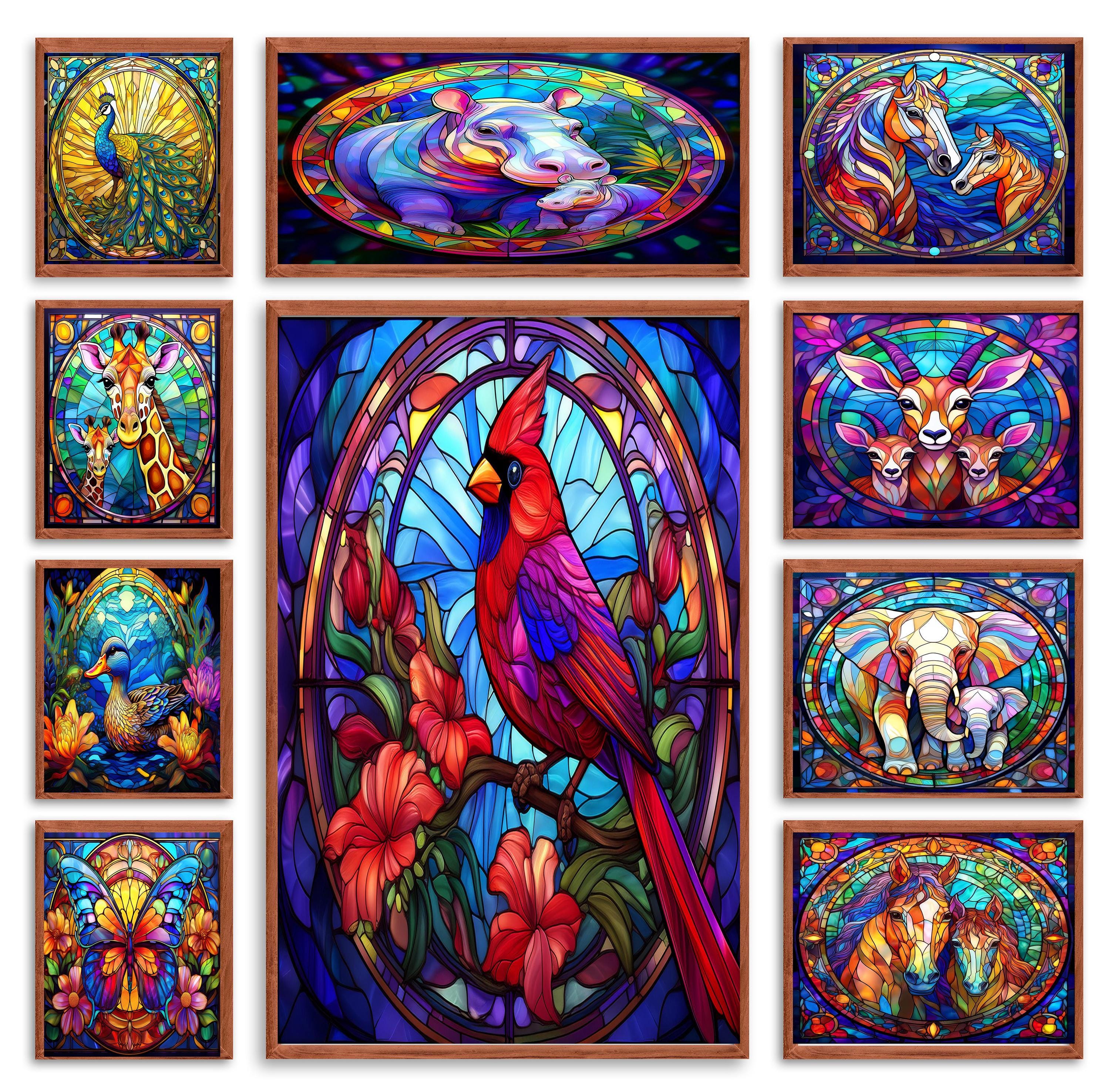 Stained Glass Animals& Birds 500 JPG Digital Download Bundle for ...