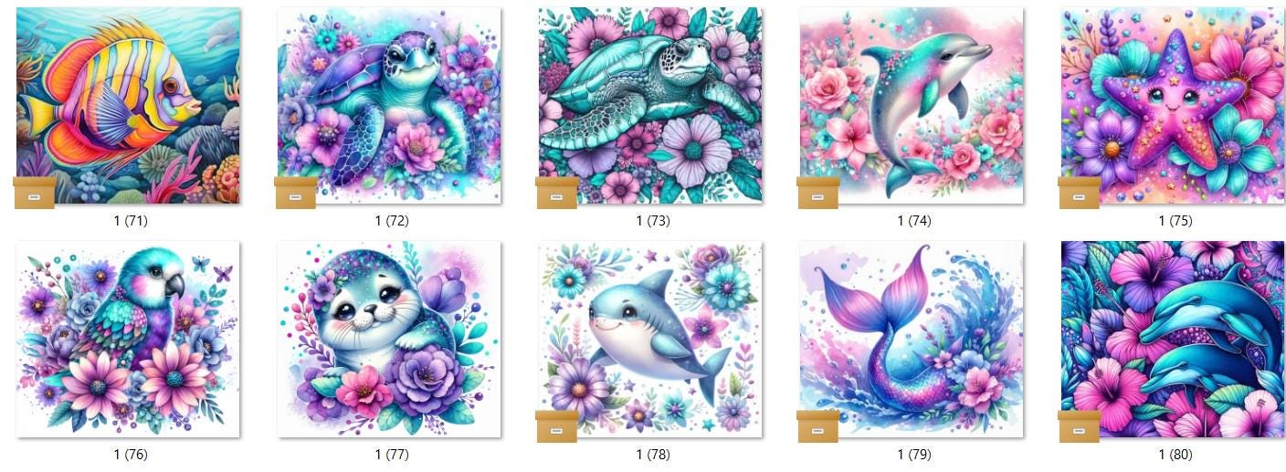 Sea Life Sublimation Transfer Prints: Beach & Summer Designs (bundle of ...