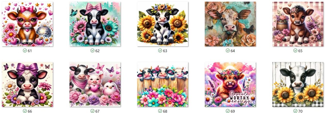 Cow & Animal Ready to Press Sublimation Heat Transfer Design Bundles of ...