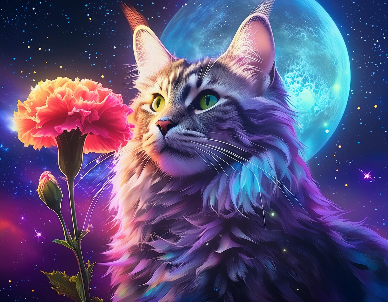 Galactic Floral Cats 50 JPG Clipart/tumbler Wrap Digital Download ...