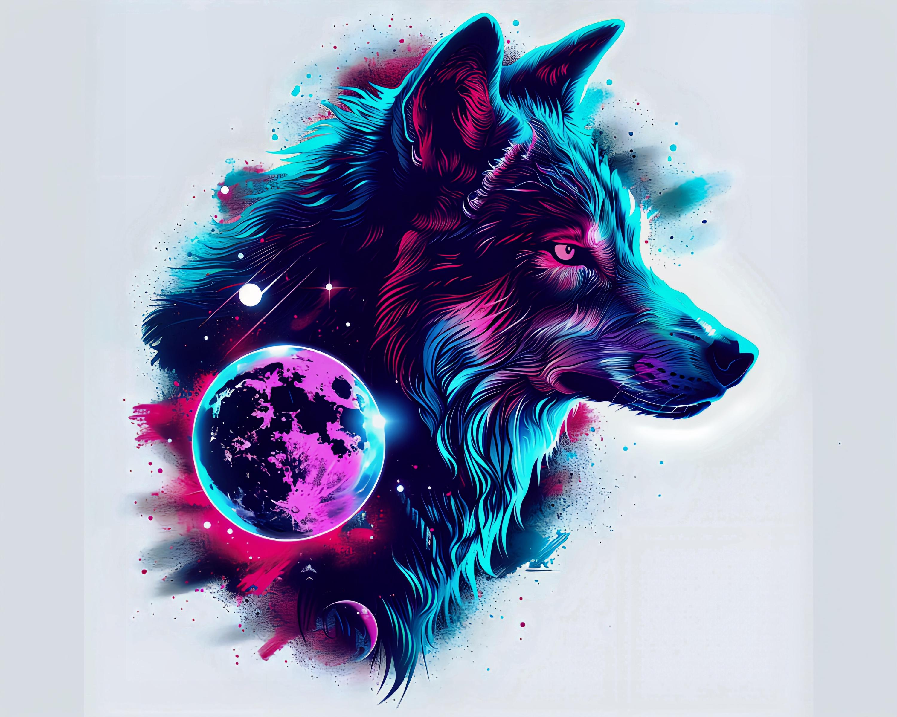Cosmic Wolves 100 PNG Digital Clipart Bundle Download (LMHCOSMIC ...