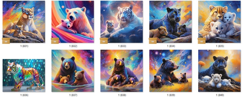 Big Cats Clipart Bundle: Lions, Tigers, Bears, Leopards (50 JPG Digital ...