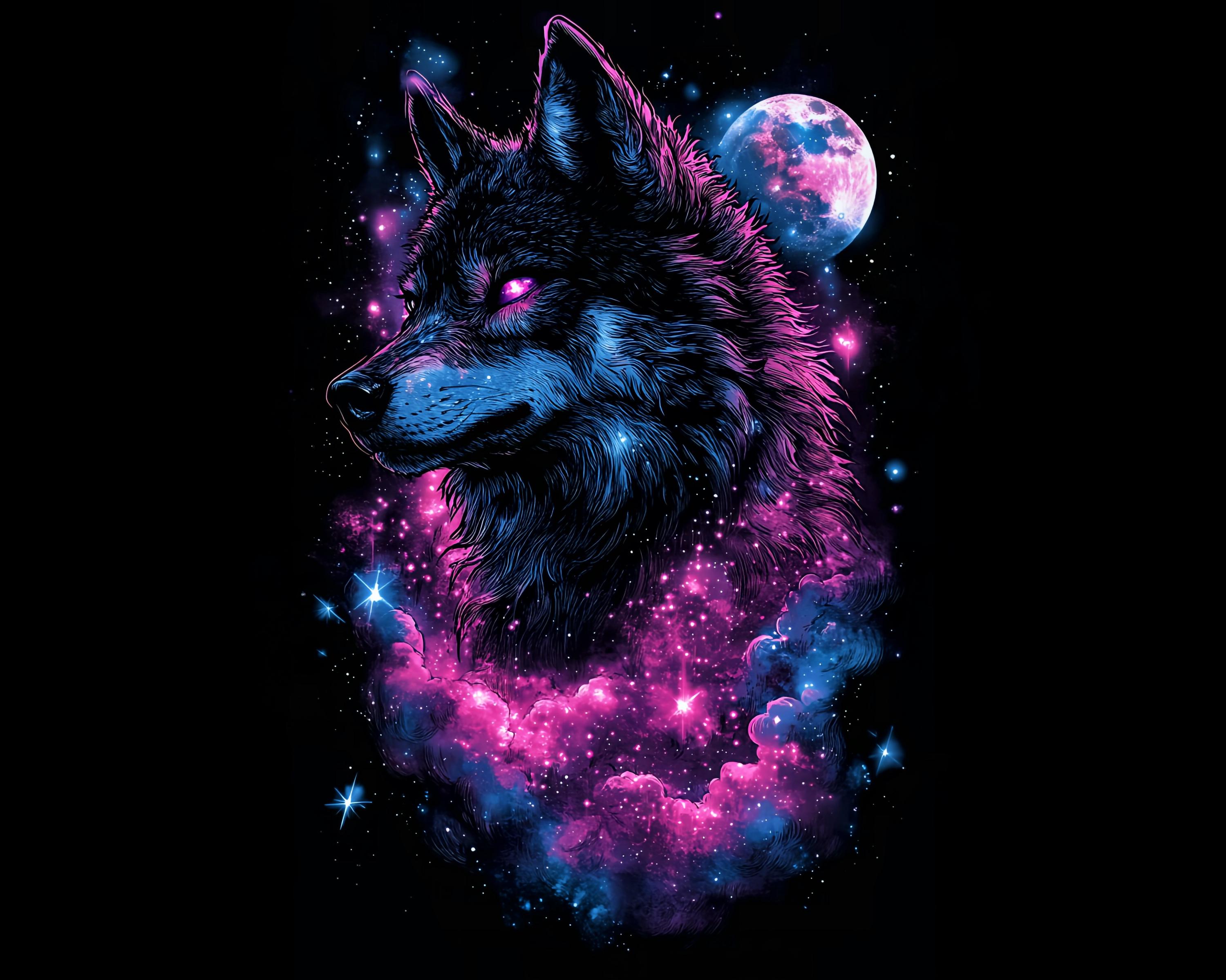 Cosmic Wolves 100 PNG Digital Clipart Bundle Download (LMHCOSMIC ...