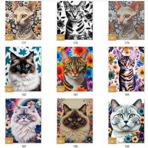 Floral Cat 2 100 PNG Clipart Digital Download Bundle (FLORALCATS101-200 ...