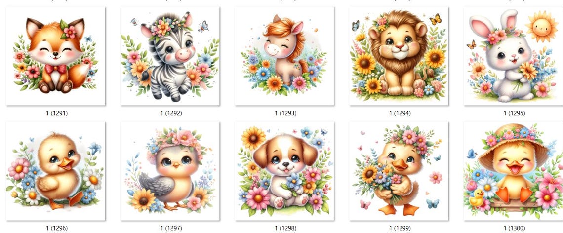 Cute Animal Ready to Press Sublimation Heat Transfer Print Bundles of ...