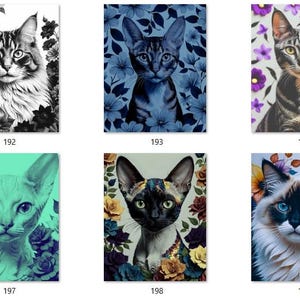 Floral Cat 2 100 PNG Clipart Digital Download Bundle (FLORALCATS101-200 ...