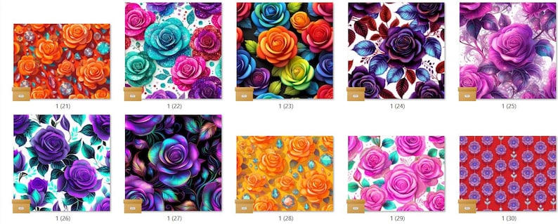 Rose Sublimation Print Bundle: Ready to Press Heat Transfers (set of 10 ...