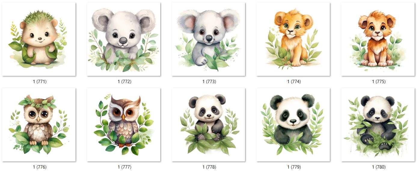 Cute Animal Ready to Press Sublimation Heat Transfer Print Bundles of ...