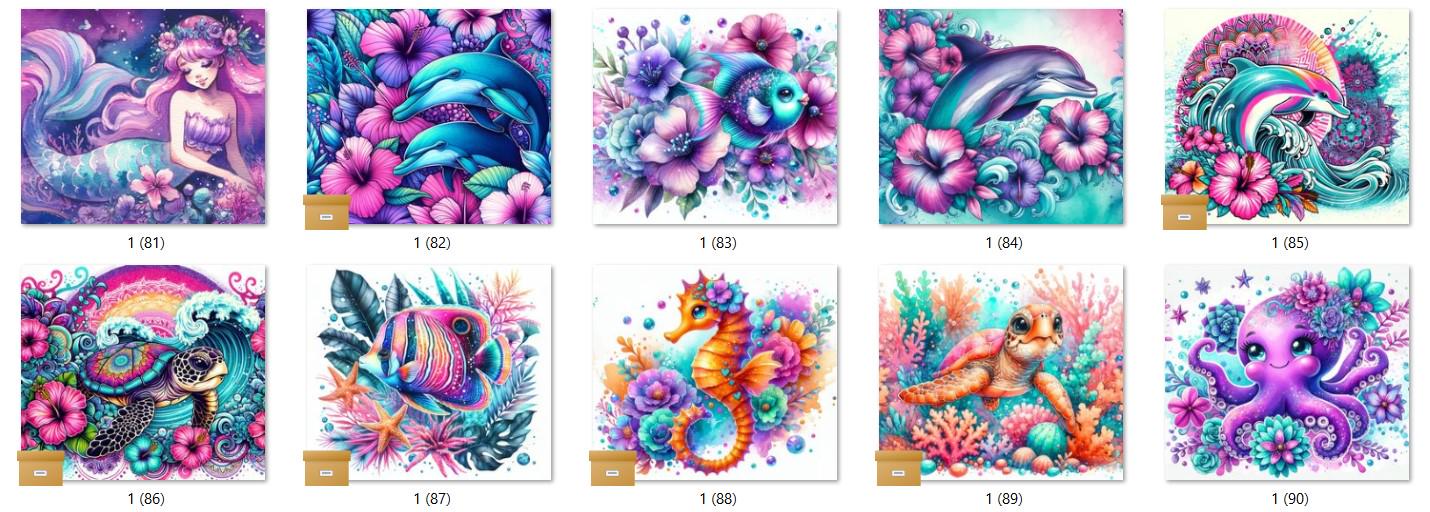 Sea Life Sublimation Transfer Prints: Beach & Summer Designs (bundle of ...