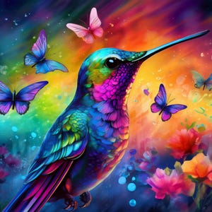 Neon Iridescent Hummingbirds 50 JPG Clipart Digital Download for ...