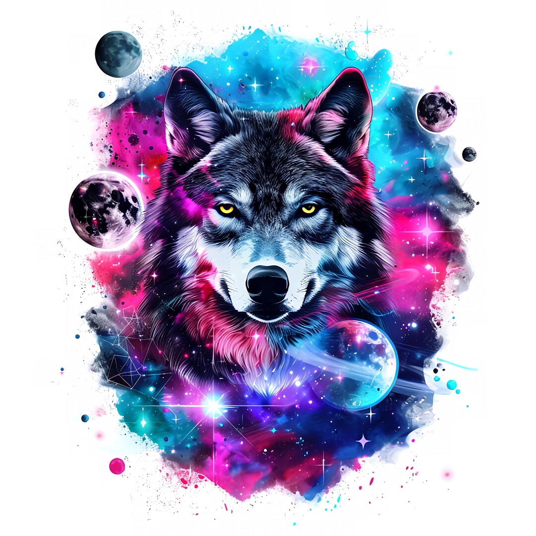 Cosmic Wolves T-shirt Design: Ready to Press Heat Transfer - Bundle of ...