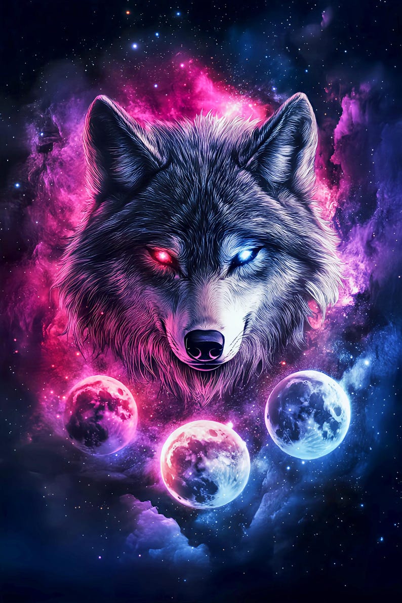 Cosmic Wolves T-shirt Design 100 PNG Digital Clipart Bundle Download ...