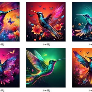 Neon Iridescent Hummingbirds 50 JPG Clipart Digital Download for ...