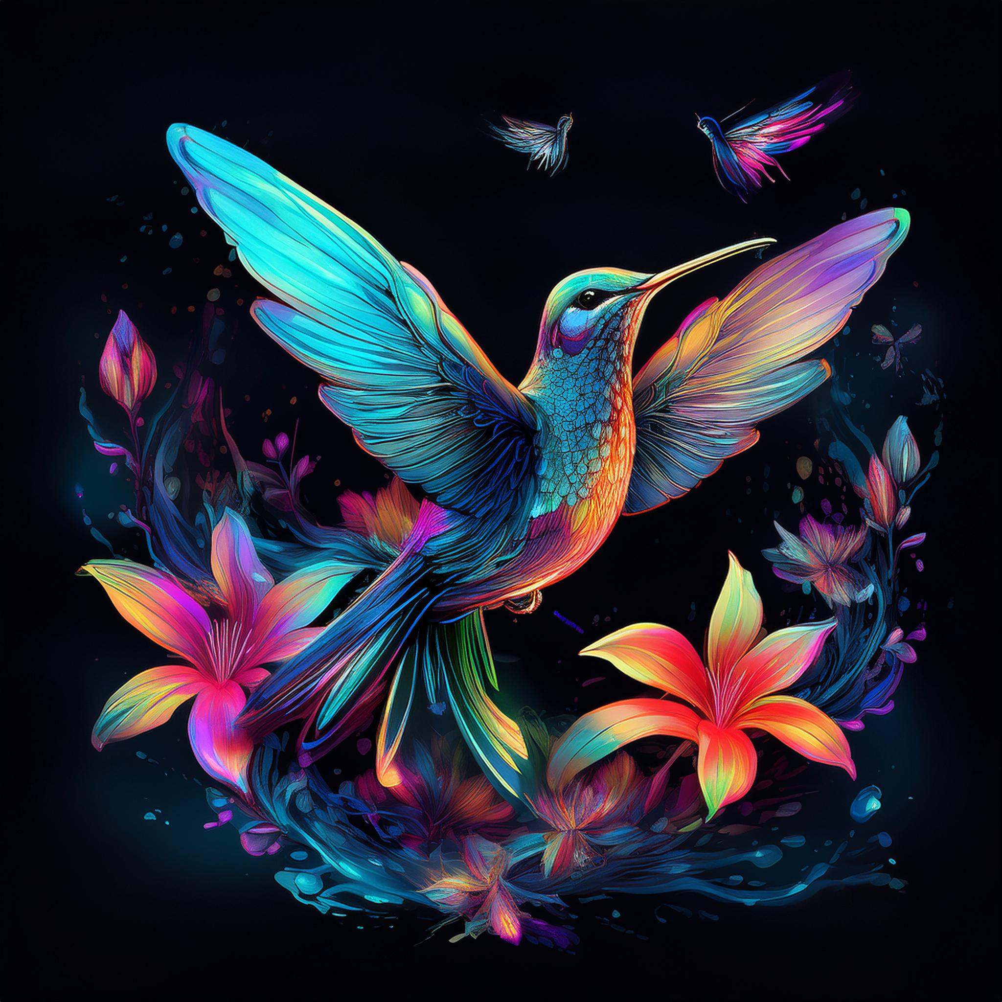 Neon Iridescent Hummingbirds 50 JPG Clipart Digital Download for ...