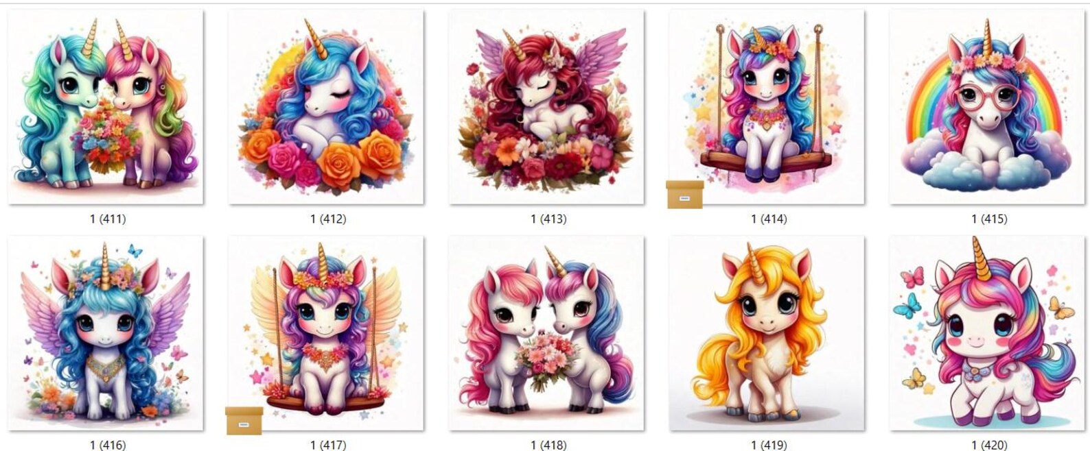CHIBI UNICORNS 50 JPG Clipart Digital Download Bundle ...