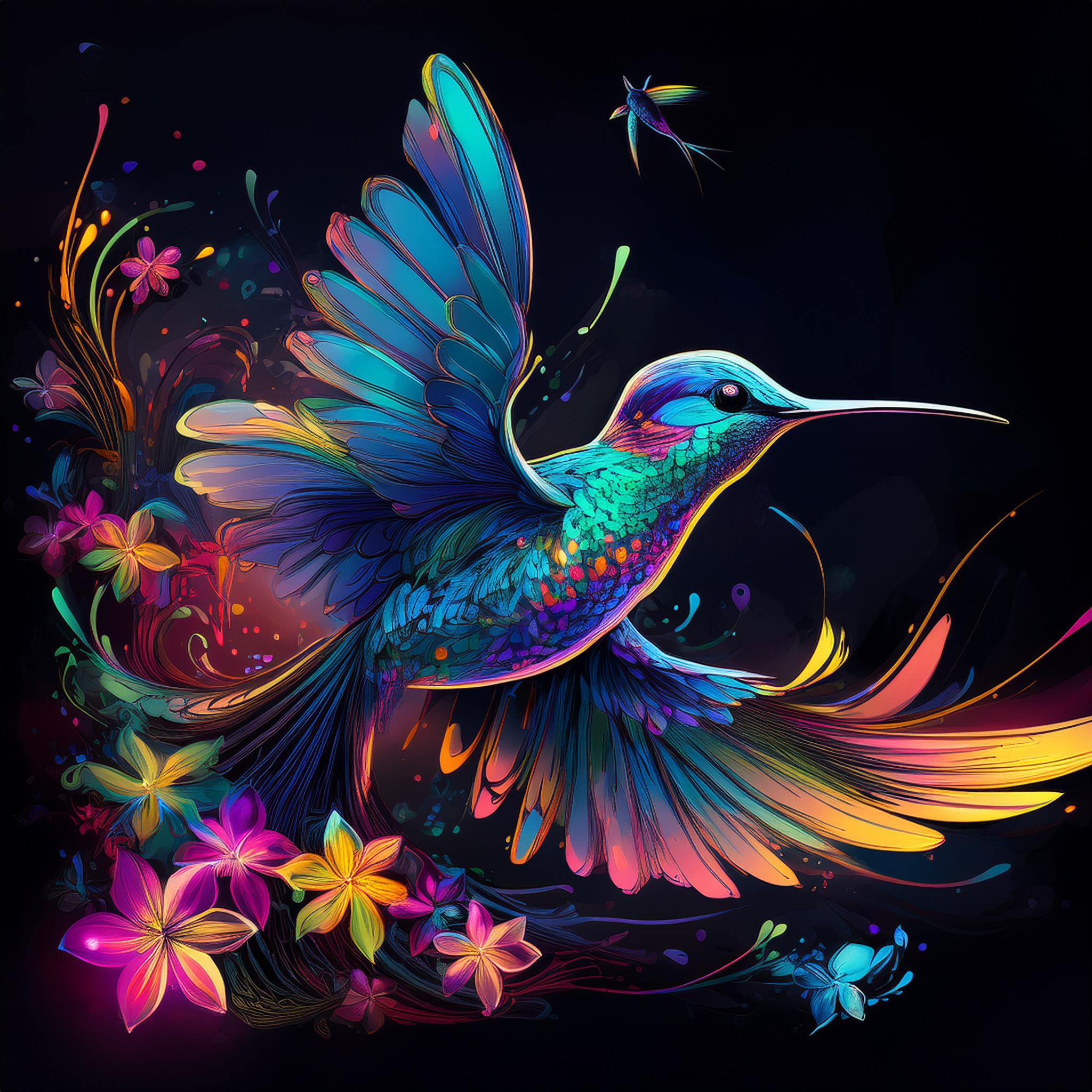 Neon Iridescent Hummingbirds 50 JPG Clipart Digital Download for ...
