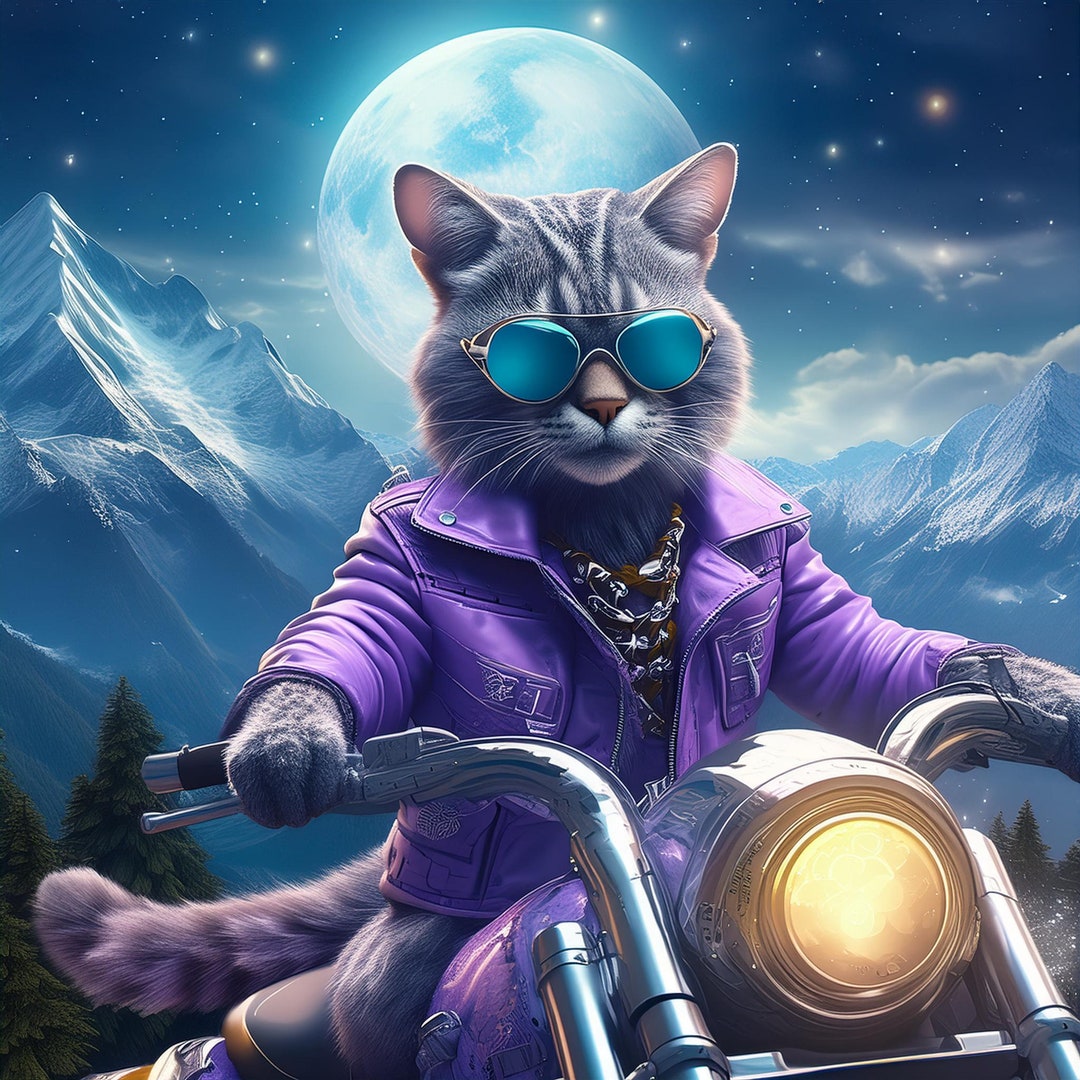 Biker Cats 50 JPG Clipart Digital Download Bundle (LMHBIKERCATS301-350 ...