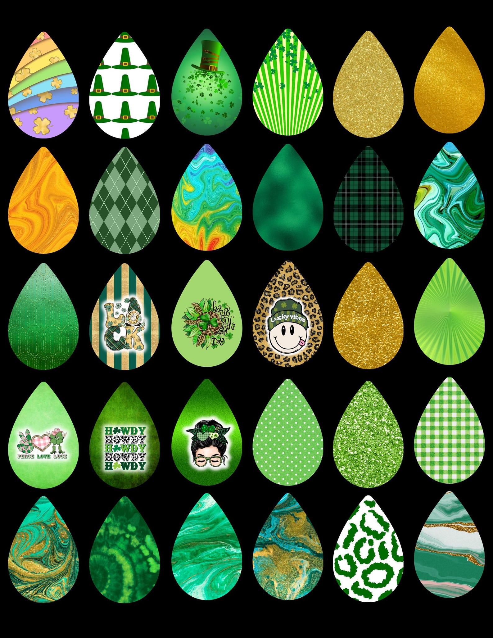 Teardrop Earring Ready to Press Sublimation Heat Transfers Bundles ...