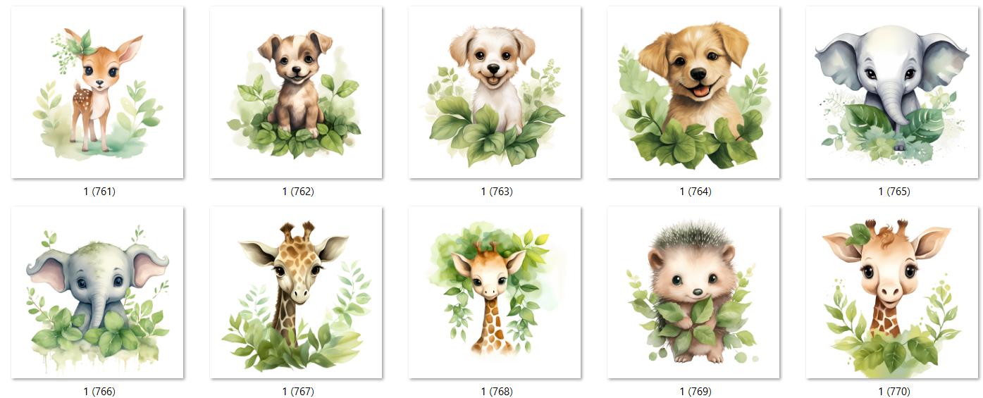 Cute Animal Ready to Press Sublimation Heat Transfer Print Bundles of ...