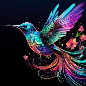 Neon Iridescent Hummingbirds 100 JPG Clipart Digital Download for ...